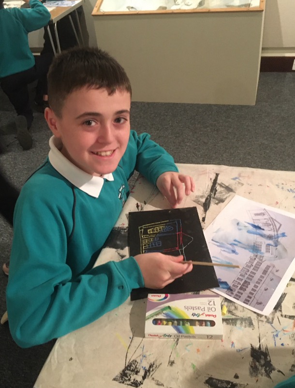 Armagh Artist Orlaith Cullinane works with P7s